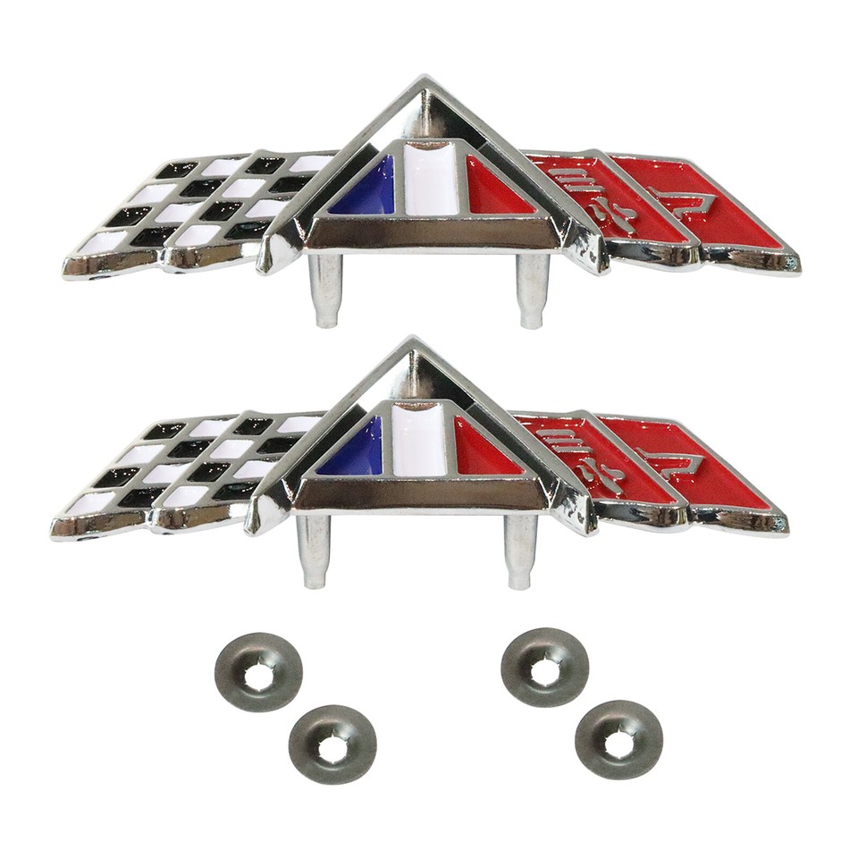 2 Pack Fender Trim Flag Emblems For 1964-67 Chevy Camaro Impala ...