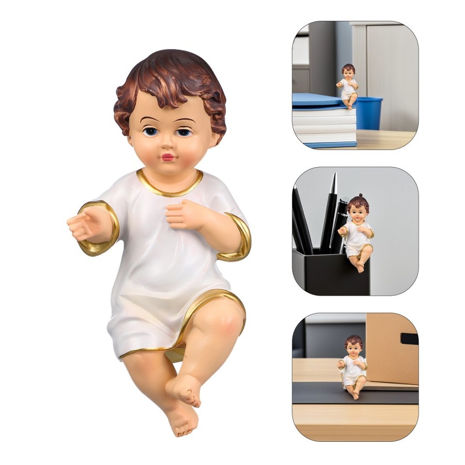 3 Pcs Religious Ornaments Sculpture Small Baby Jesus Statue Resin ...