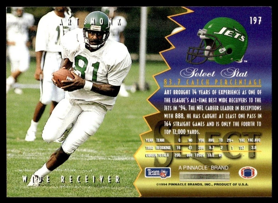 1994 Select Football 197 Art Monk HOF New York Jets | eBay