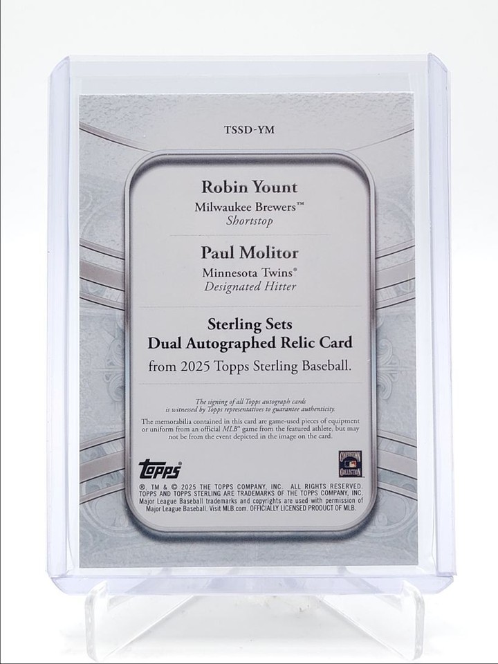 ROBIN YOUNT PAUL MOLITOR 2025 TOPPS STERLING GAME USED PATCH AUTO /15 ...