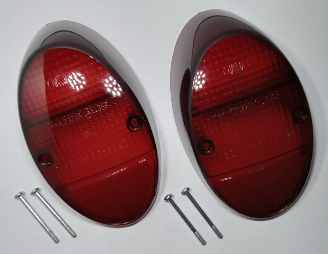 REAR TAIL LIGHT LENS SET RED W/ SCREWS VOLKSWAGEN T1 BUG BEETLE 1962-1967