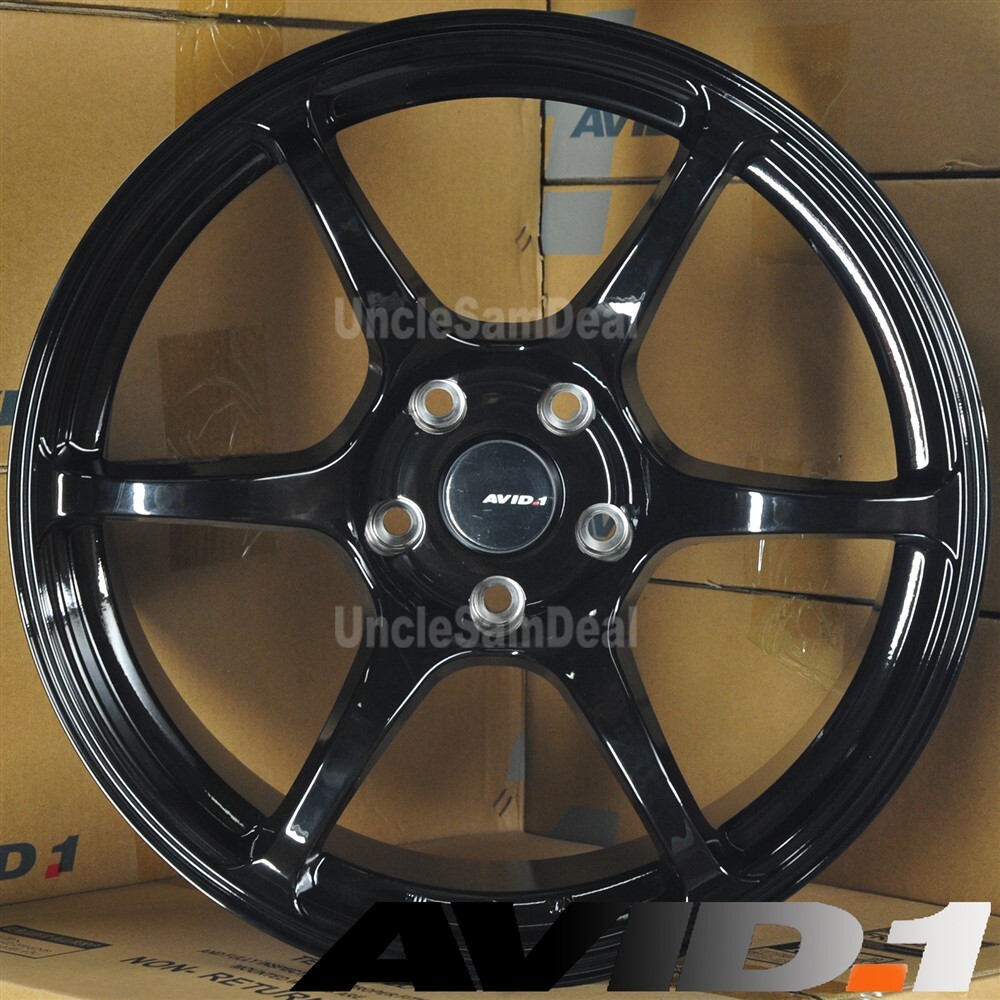 17" 17x8 5x114.3 +35 AVID.1 AV-26 GLOSS BLACK 6 SPOKES SPORT WHEELS SET OF 4 | eBay