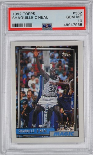 1992 Shaquille O'Neal TOPPS #362 Orlando Magic Card - PSA Gem MT 10 ...