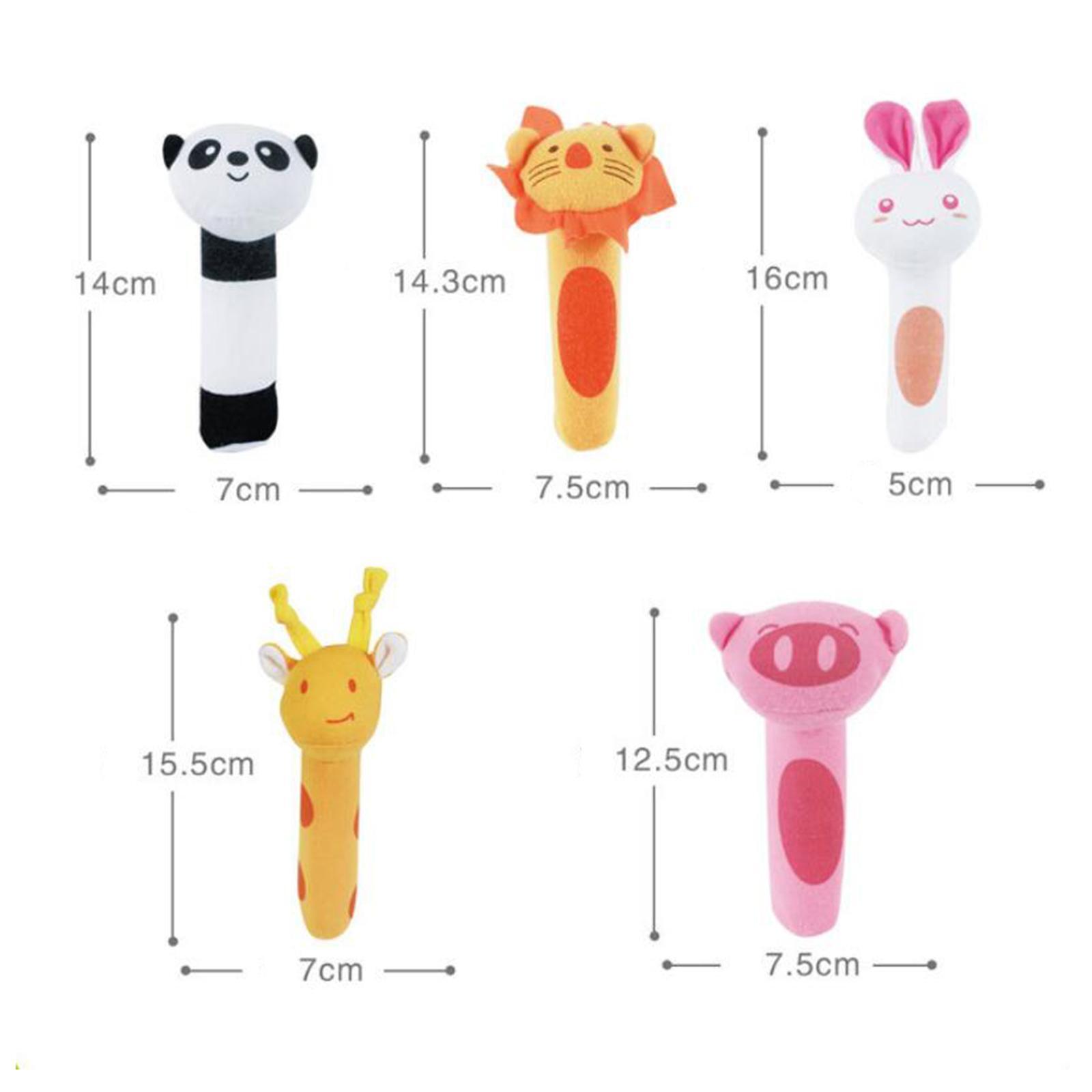 2x Babies Soft Hand Rattles Shaker Stuffed Animals Hand Grip Toy for ...