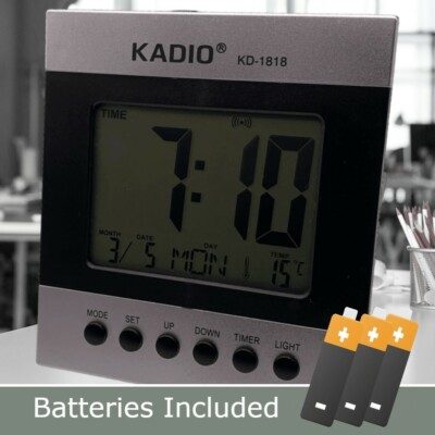 Kadio Desktop Digital Alarm Clock with Large LCD Screen Clock and ...