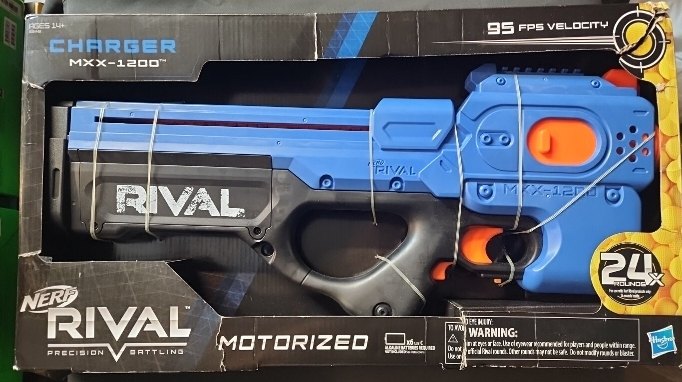 Nerf Rival Charger MXX-1200 Motorized Blaster 12-Round Capacity 95 FPS ...