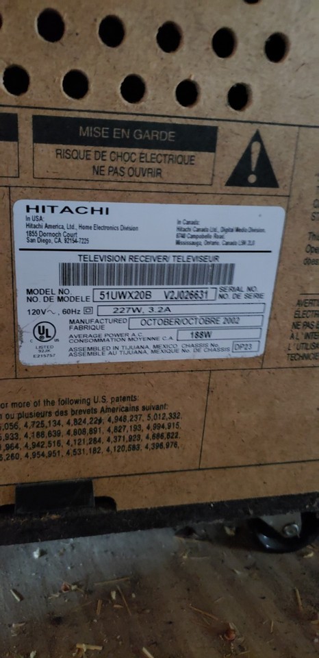 Hitachi 51" Rear Projection Great For Kids Video Games, TV Viewing ONLY ...