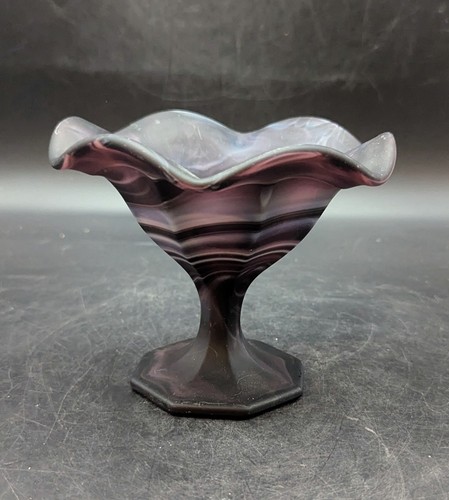 Vintage Imperial Amethyst Slag Glass Bowl MCM Ruffled Edge | eBay