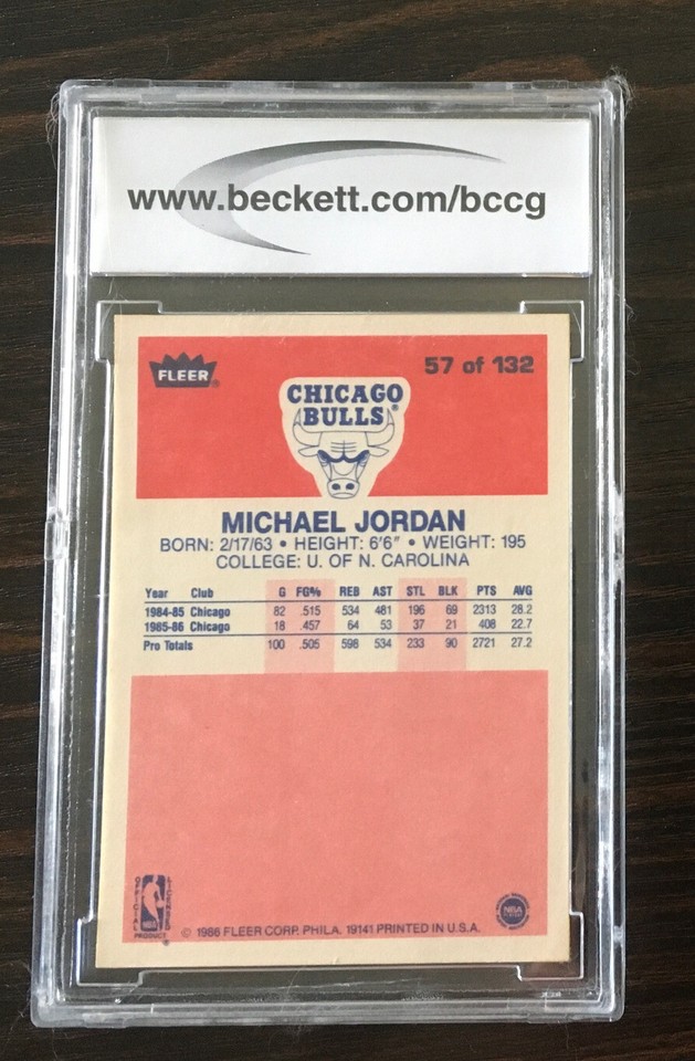1986-87 Fleer Michael Jordan #57 RC Bulls ROOKIE BCCG Graded 9 NMint | eBay