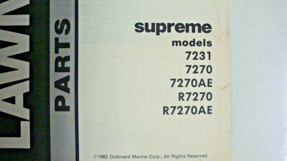 LAWN-BOY SUPREME 7231 7270 R7270 7270AE OWNER PARTS MANUAL COLLECTOR ...