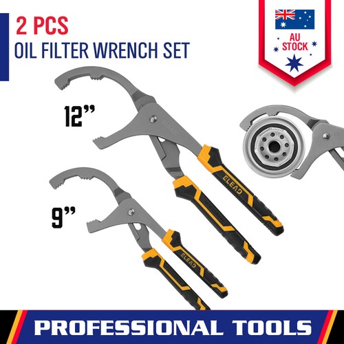 2-Piece Adjustable Car Oil Filter Wrench Set 9" & 12" Oil Filter ...