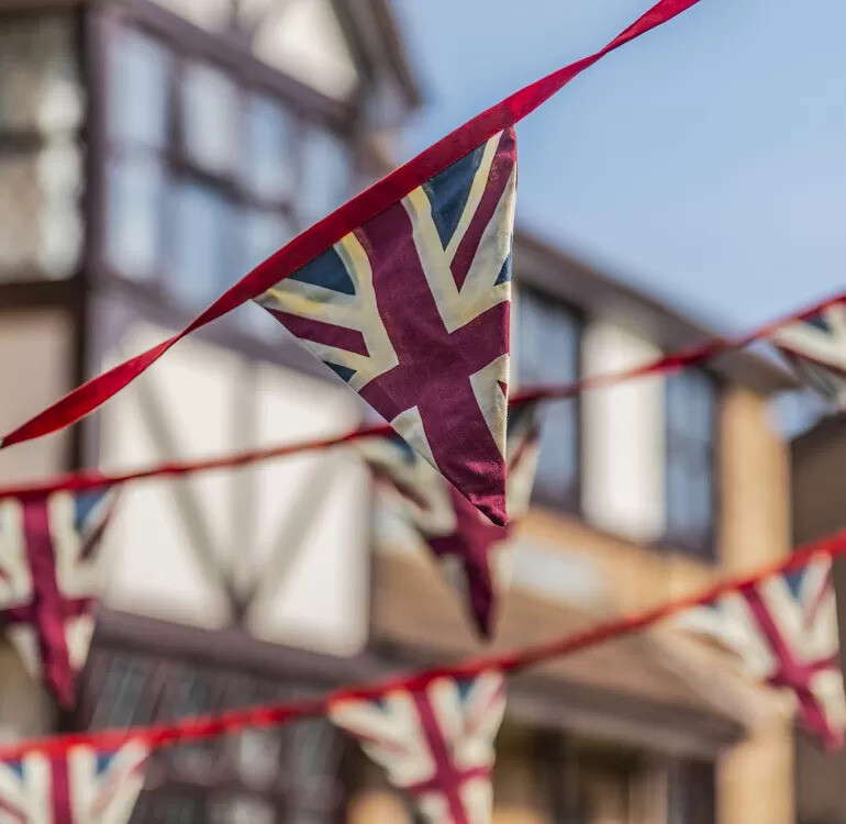 VE Day Union Jack Vintage Cotton Fabric 5M Bunting,Coronation, union ...