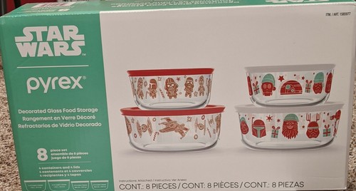 Star Wars Christmas Pyrex 8 Piece Set Vader Chewbacca Glass Storage ...
