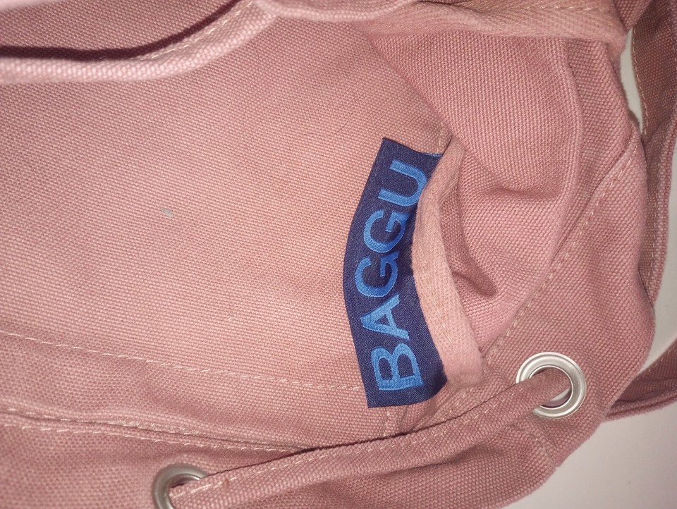 Baggu Canvas Drawstring and Snap-Close 12-inch Bag Backpack - Salmon | eBay