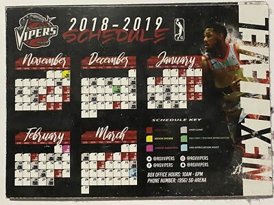 2018-2019 RIO GRANDE VALLEY VIPERS Schedule 🏀 Basketball Sked 🏀MAGNET ...