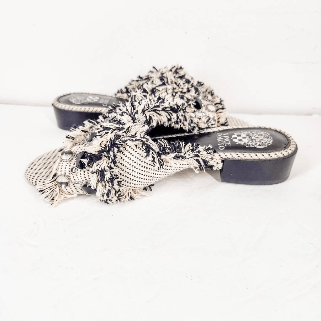 Vince Camuto Noritta Slide Sandals White Black 6.5 - Gem