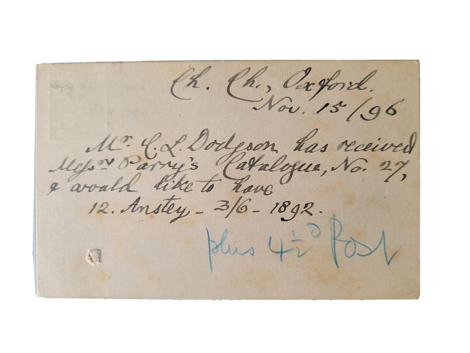 RARE LEWIS CARROLL Autograph - Charles L. Dodgson - Alice in Wonderland ...