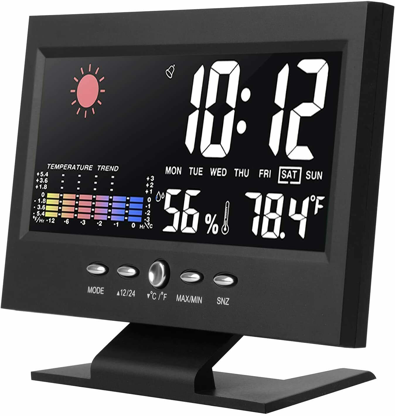 Digital Alarm Clock Snooze Calendar Led Hygrometer Thermometer Weather ...