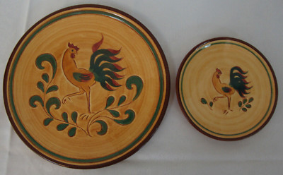 Red Rooster Pennsbury Pottery 1 Dinner Plate and 1 Bread Plate Vintage ...