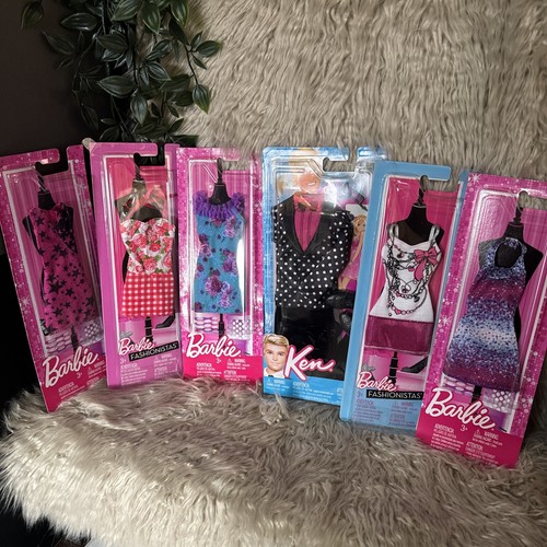 NEW 5 SEALED BARBIE FASHIONISTAS OUTFIT & BARBIE DRESSES BONUS KEN SUIT ...