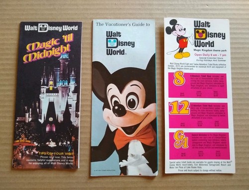 3 vintage 1970's Walt Disney World Brochures - Magic Kingdom Theme Park ...