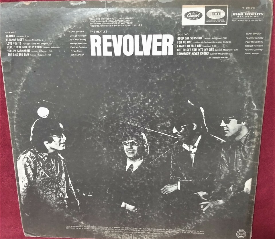 THE BEATLES REVOLVER 1966 MONO LENNON McCARTNEY CAPITOL RECORDS T 2576 ...