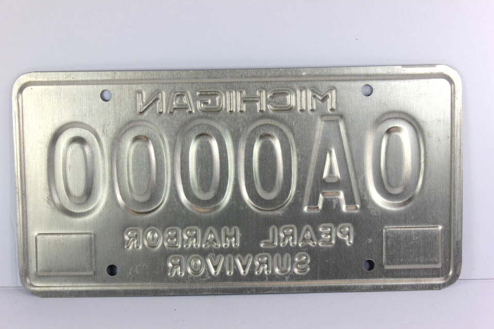 1990 Michigan World War II PEARL HARBOR SURVIVOR License Plate NON ...