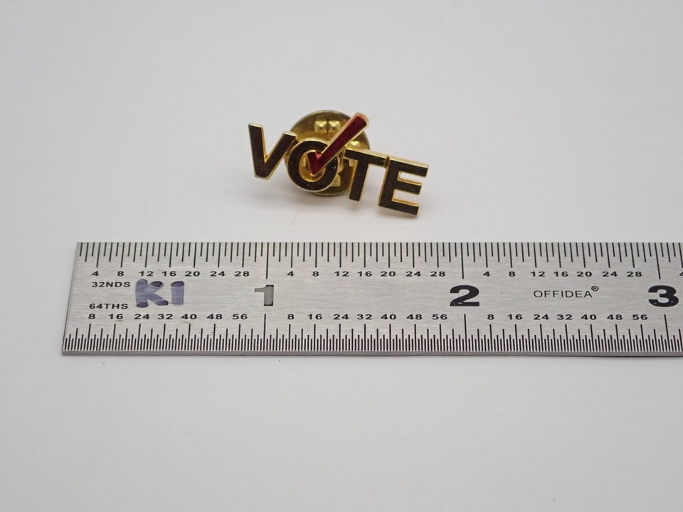 Vote Check Mark Gold Tone Vintage Lapel Pin | eBay