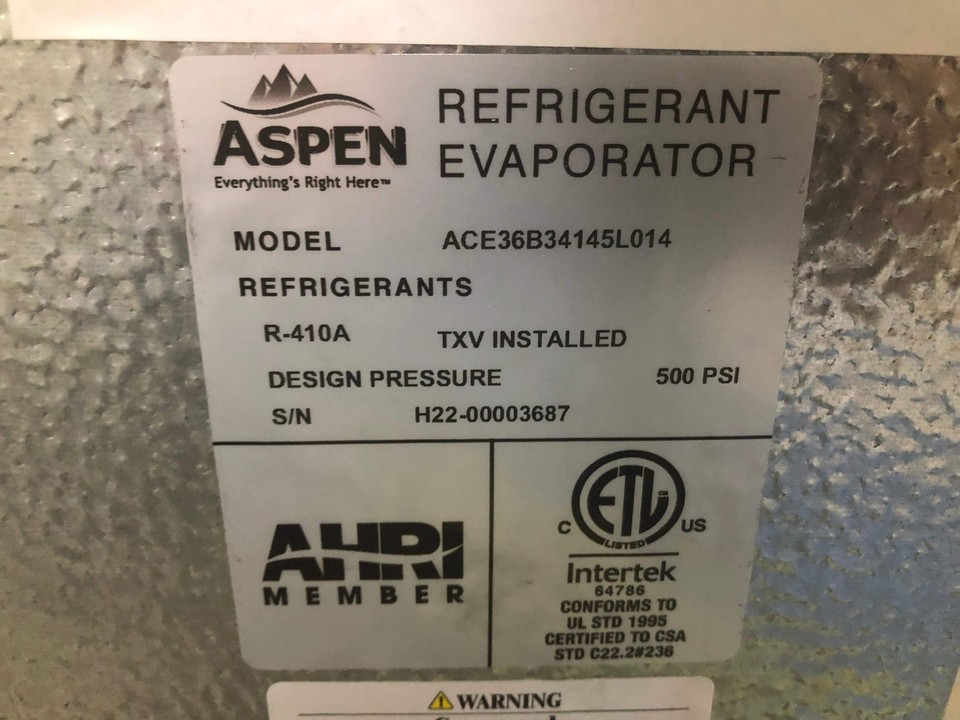 ASPEN ACE36B34145L014 3 TON AC/HP MULTI-POSITION CASED "A" COIL 211771 ...