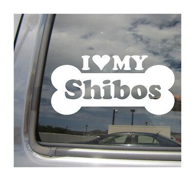 I Heart Love My Shibos - Mixed Dog Bone Car Vinyl Decal Sticker 13898 ...