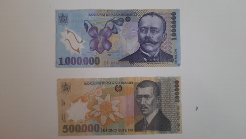 2 Alte Banknoten Romania Rumänien 500000 - 1000000 Lei Leu 2000 | eBay