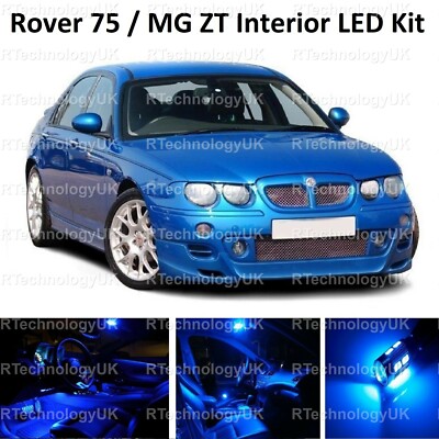 BLUE PREMIUM ROVER 75 / MG ZT INTERIOR FULL UPGRADE LED LIGHT BULBS KIT ...
