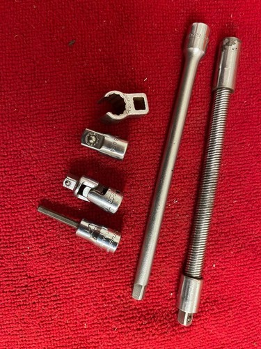 6 Snap-On 1/4 Dr: 2 Extensions, TMAB4E; 3/8 Crow Foot; MVA3 Adapter ...