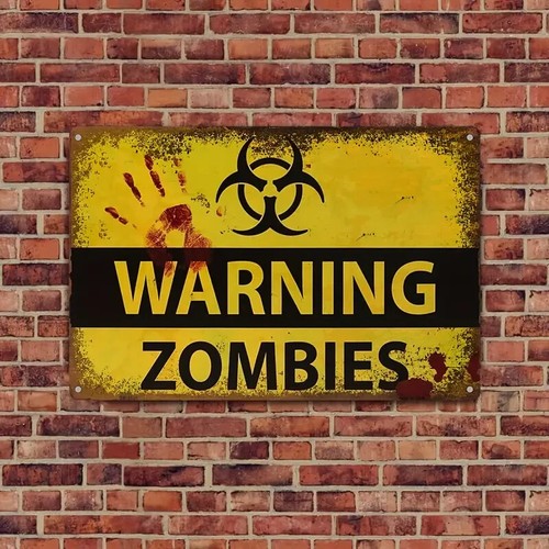 1pc, Halloween Retro ZOMBIE WARNING Metal Tin SIGNS | eBay
