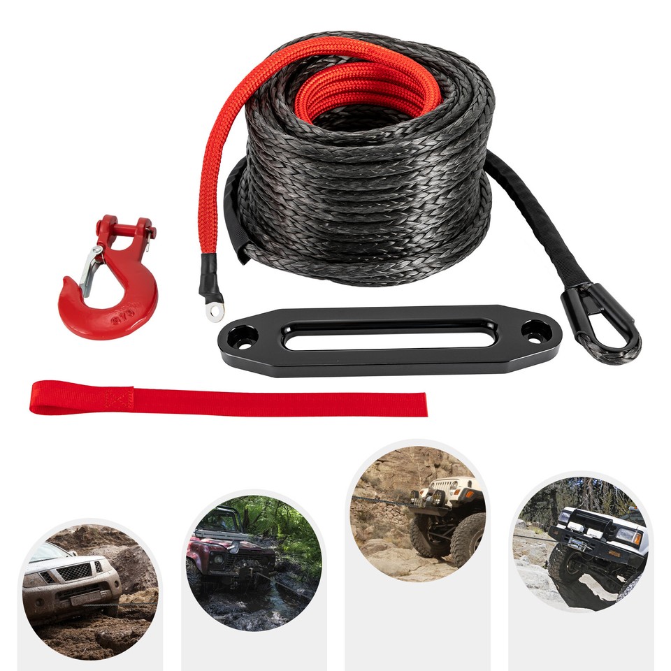 Synthetic Winch Rope Winch Line Recovery Cable 3/8"x100ft 23809lbs for ...