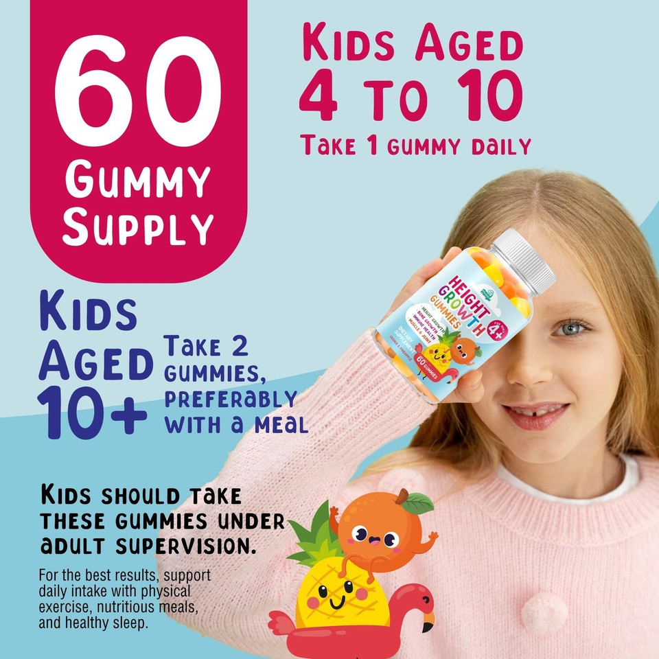 Height Growth Gummies Supplement - Kids Teens Height Increaser ...