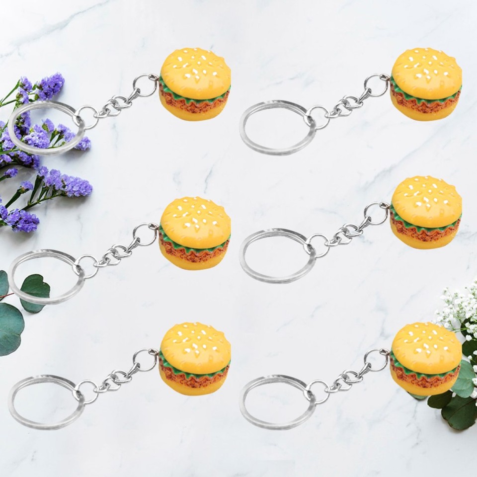 6 PCS Artificial Fast Food Keychain Handmade Pendant Mini Keychains ...