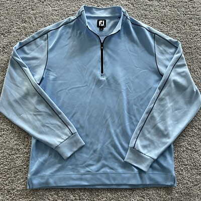 Footjoy FJ Men's Light Blue 1/4 Zip Golf Pullover Sweater Size Large No ...