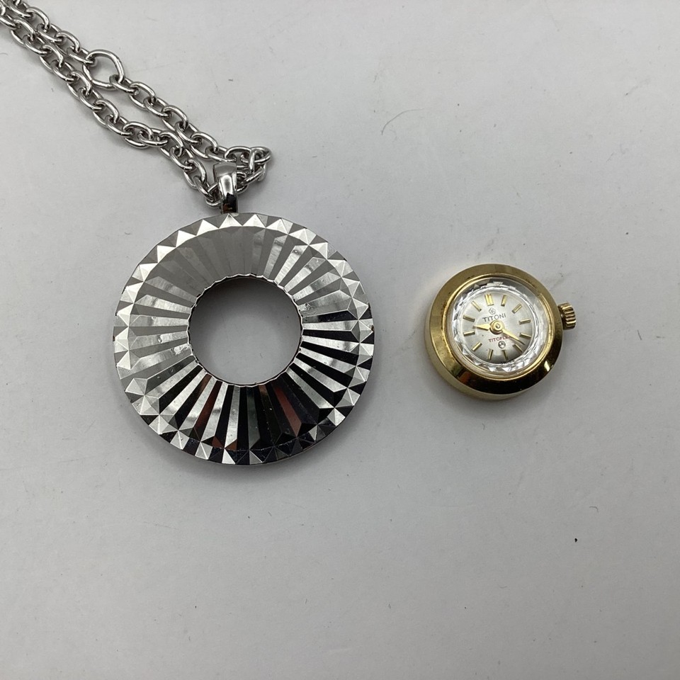 Titoni TitoFlex Wind Up Analogue Pendant Watch w/ 66cm Chain - Working ...