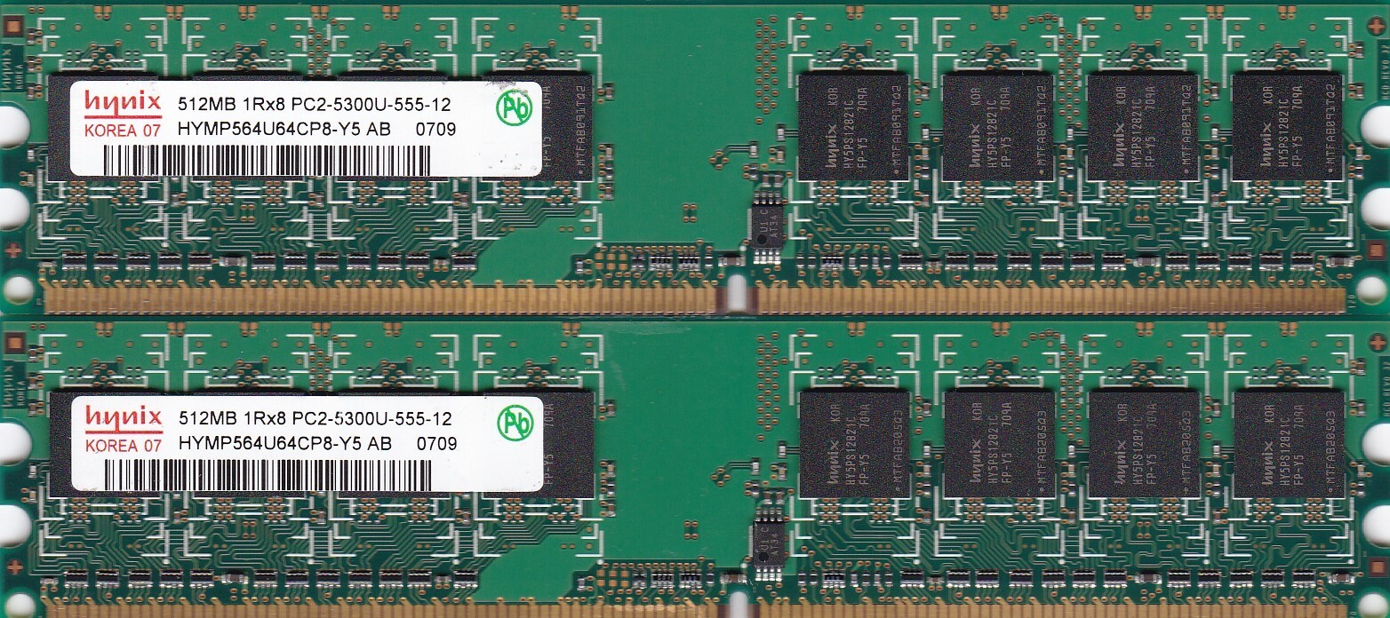1GB 2x512MB PC2-5300 HYNIX DDR2-667 HYMP564U64CP8-Y5 AB Desktop Ram ...