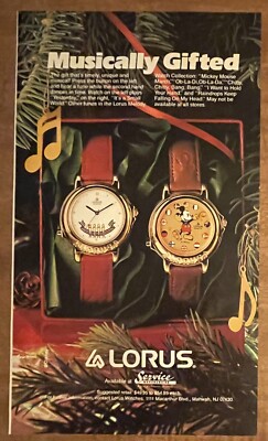 1990 Lorus Watches Musical Style Disney Mickey Mouse Beatles 90s Print ...