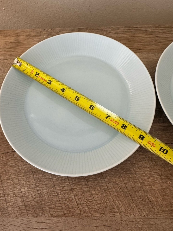 Crate & Barrel Light Blue Pasta Bowls Shallow Ribbed Edge Set Of 2 Sri ...