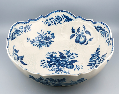 Antique English Worcester Porcelain Bowl Blue White Crescent Mark 18th ...