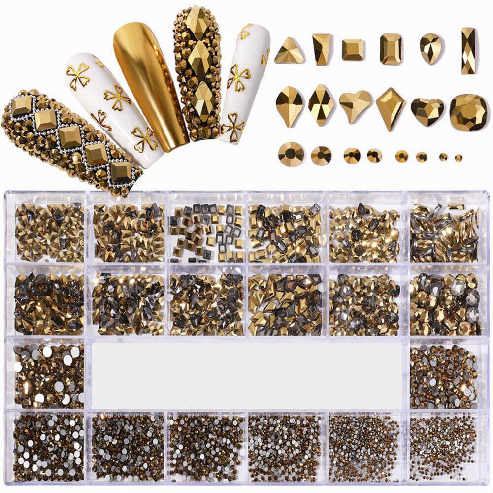 3000PCS Mix DIY Crystals Nail Set Flat Rhinestones Gem Bling Diamante ...