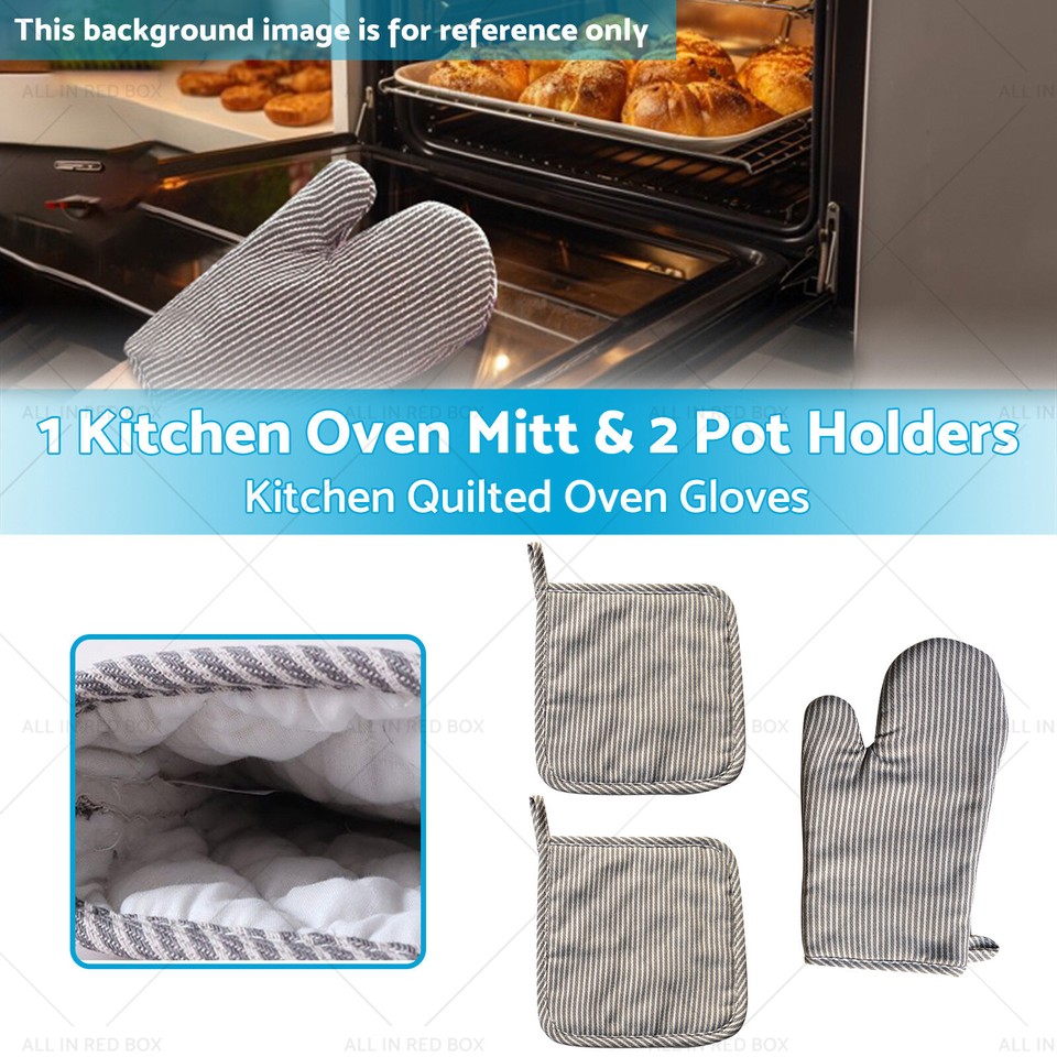 Cotton Oven Mitt Pot Holder Set Kitchen Oven Glove Pan Mat Pad Cooking ...