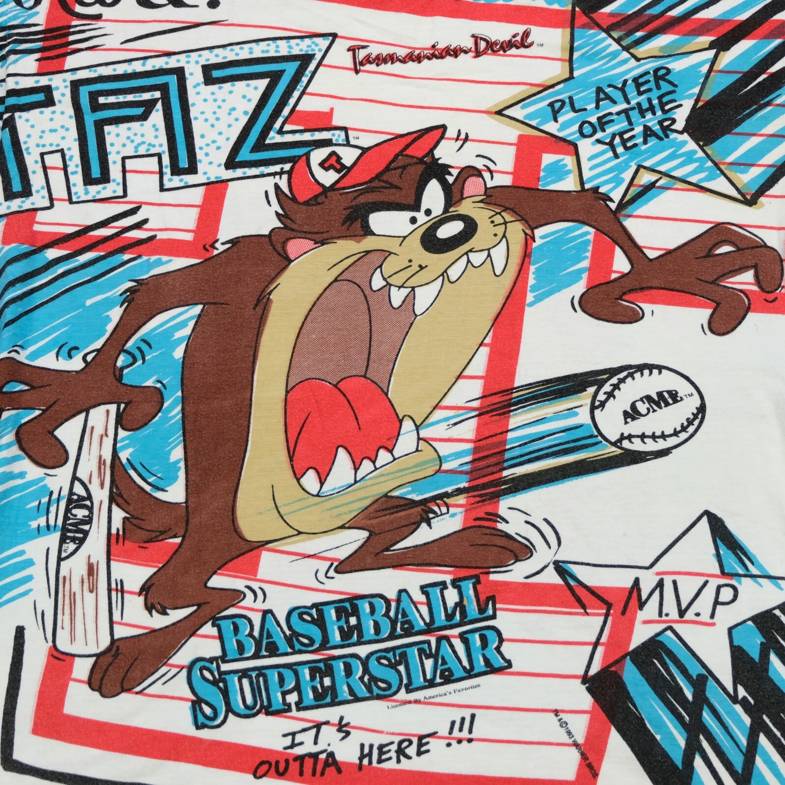 Rare Vintage Looney Tunes Taz Baseball Superstar All … - Gem