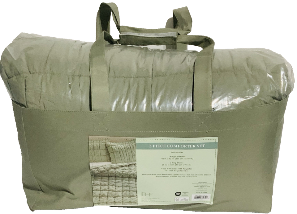 BHF Laurel 3-piece Puff Comforter Set/ Green / King Size | eBay