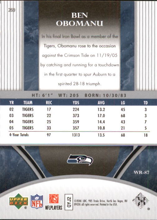 2006 Ultimate Collection #269 Ben Obomanu RC/275 - NM-MT | eBay