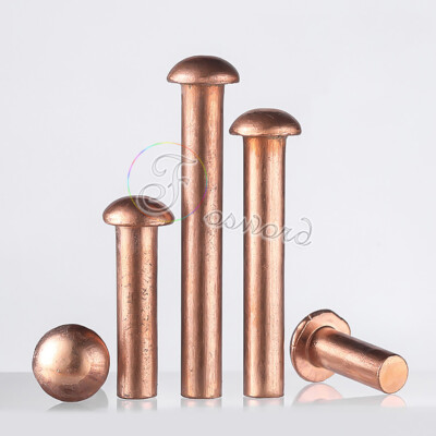 Dome Rivet Pure Copper Button Round Head Solid Rivets M2 M2.5 M3 M4 M5 ...