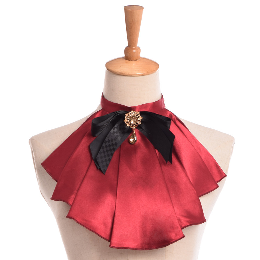 Women Jabot Neck With Bowknot Victorian Ruffles Collar Retro Chiffon ...